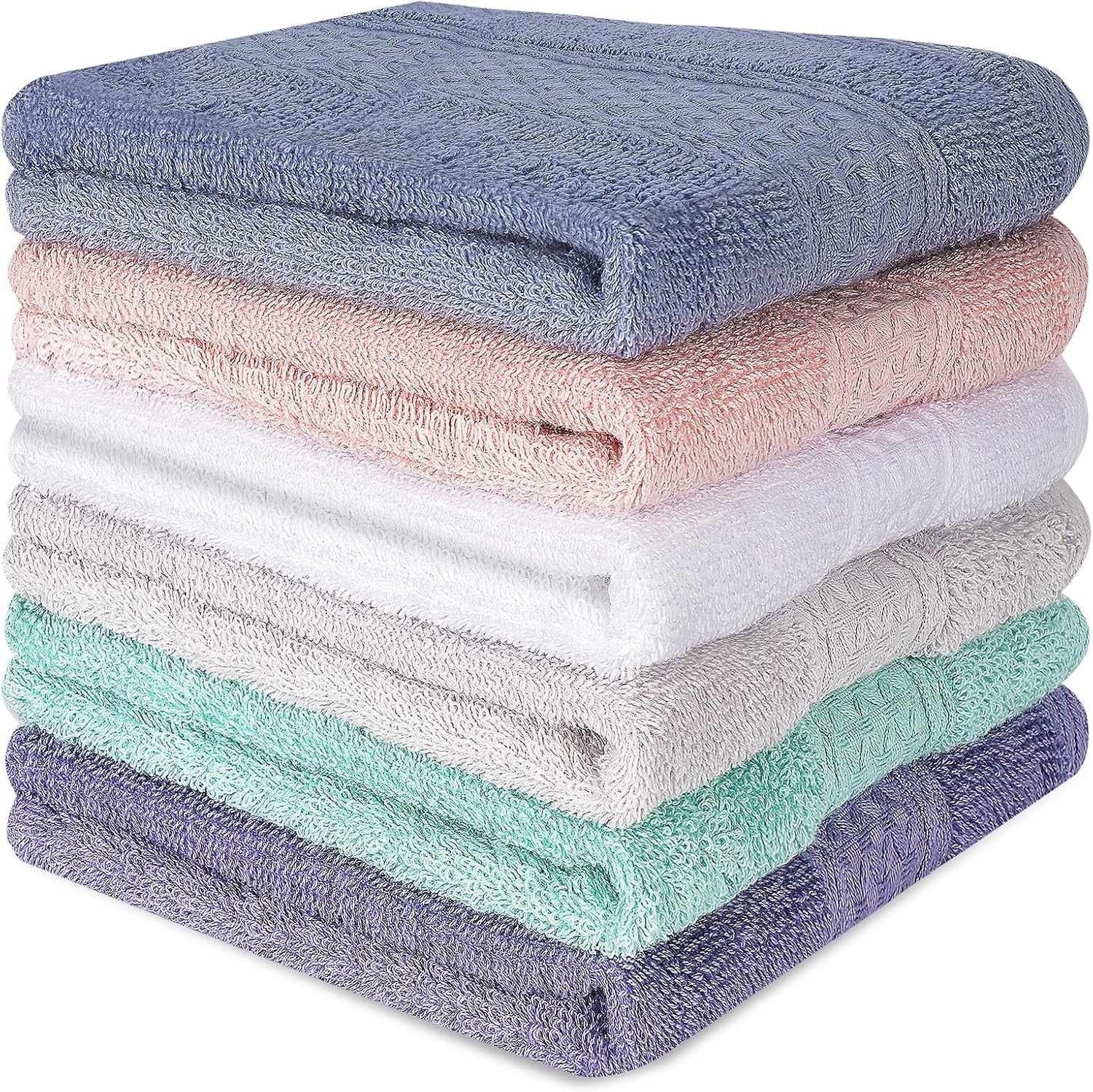 6 Pack 100% Cotton Wash Cloth, 13x13 Inch Highly Absorbent and Soft ...