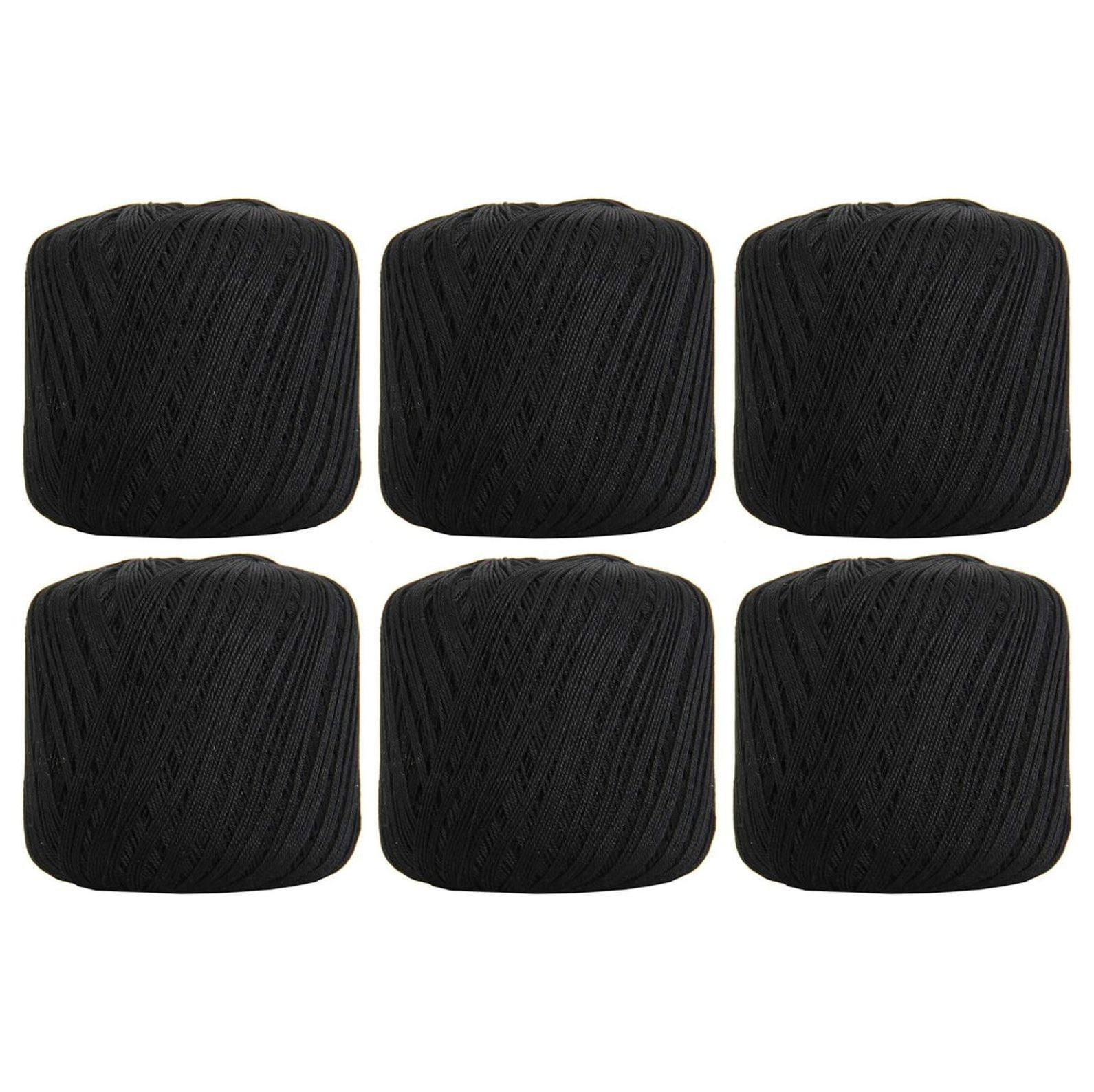 6 Pack 100% Pure Cotton Crochet Thread - Black - Size 10 and 3 ...