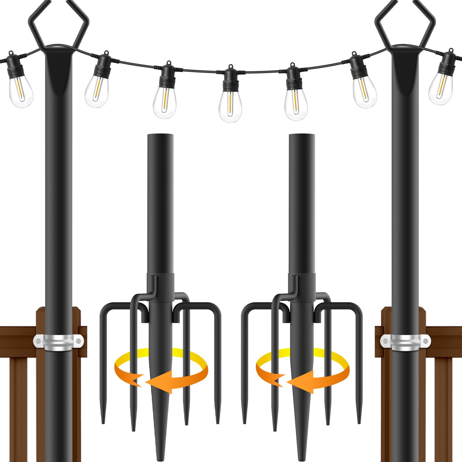 6 Pack 10Ft String Light Poles,Light Poles for Outside Lights,Outdoor ...