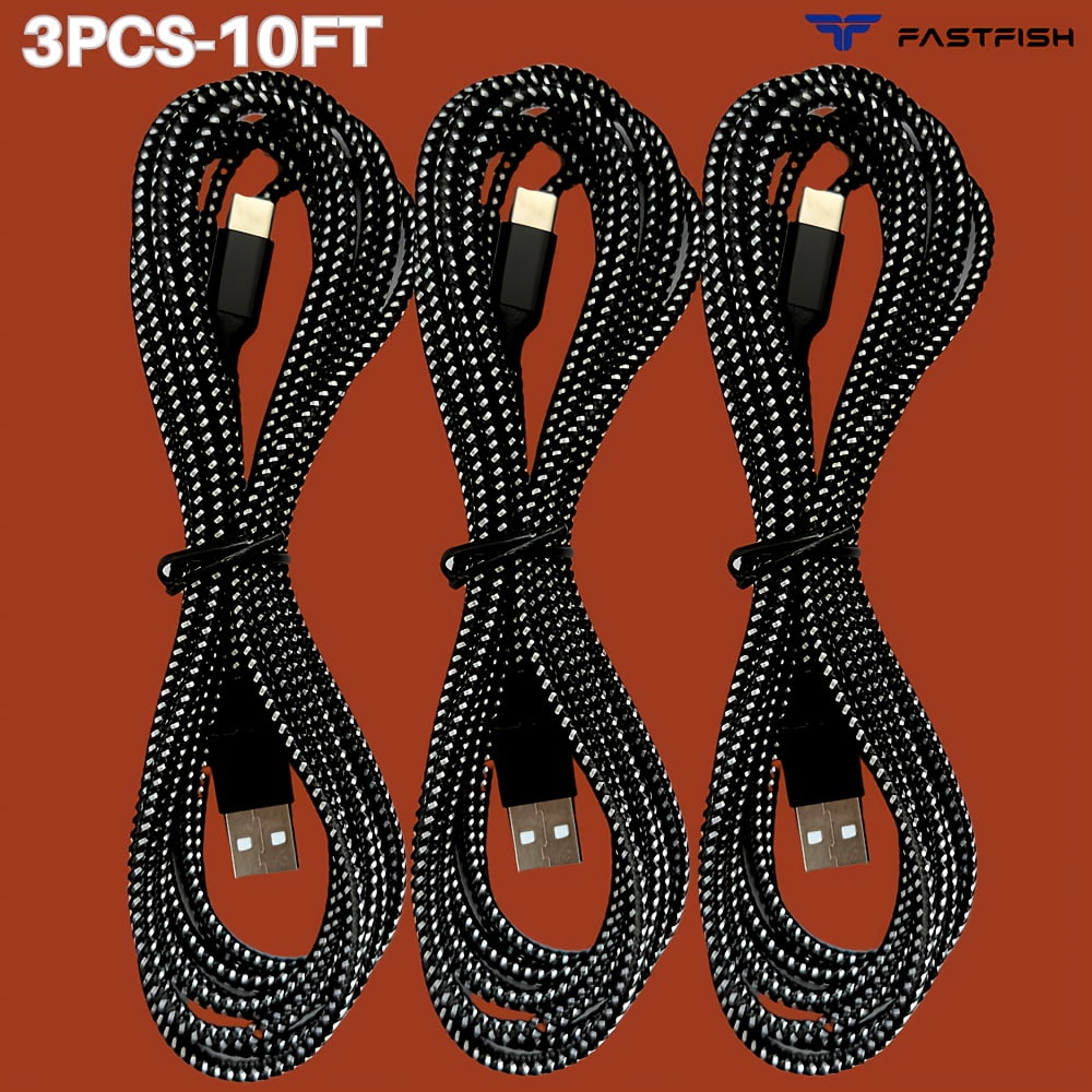 6-Pack 10ft USB-C Fast Charging Cables for Android & for - High-Speed ...