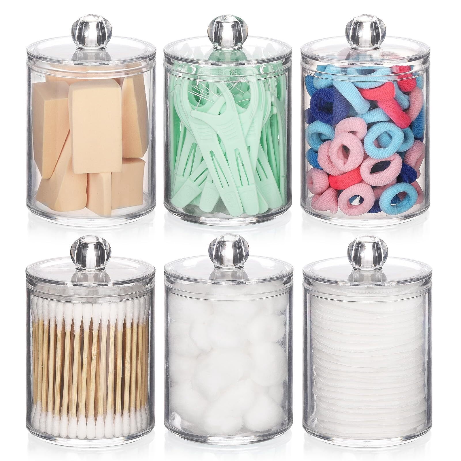 6 Pack 10oz Qtip Holder Dispenser Plastic Restroom Bathroom Canister ...