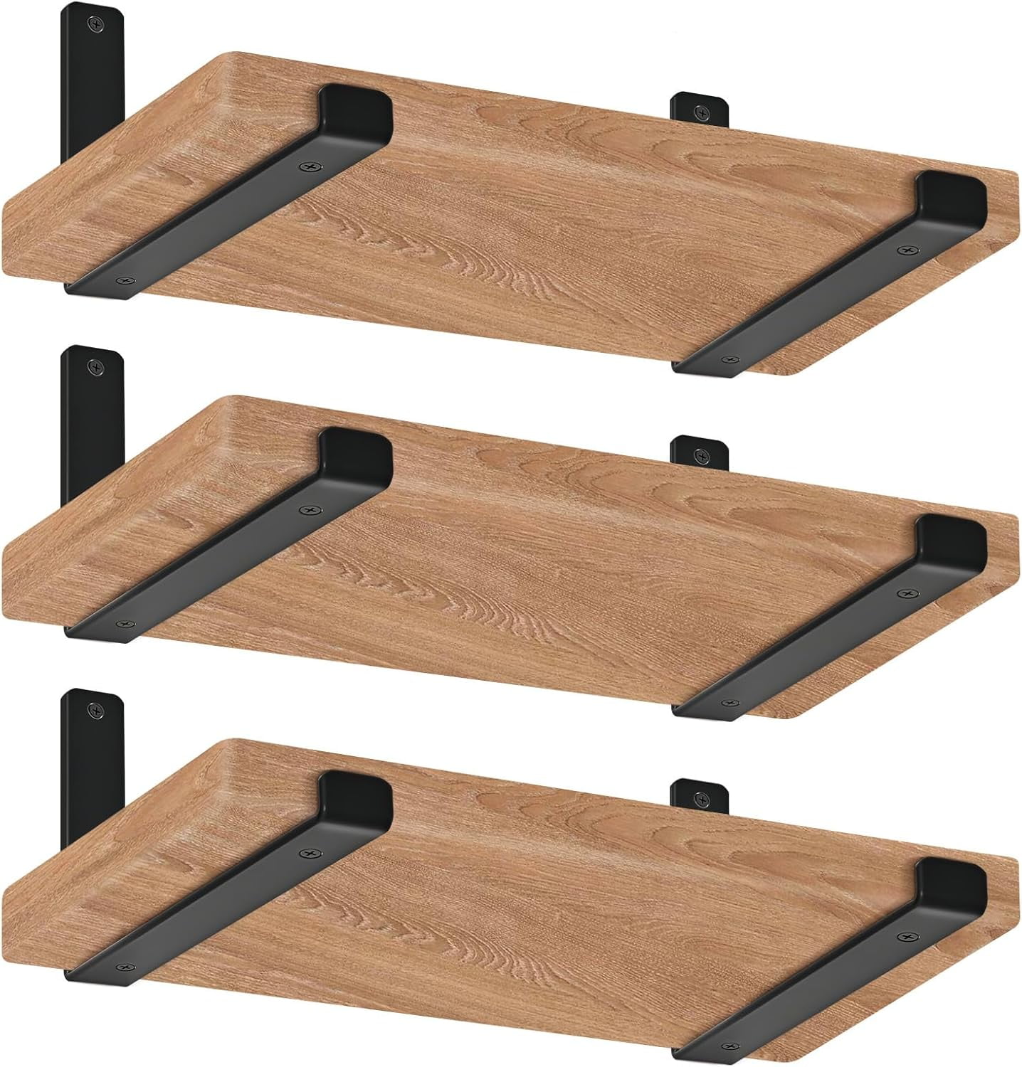 6 Pack - 11.25" L x 6" H x 1.5" W J Lip Shelf Brackets Rustic Farmhouse ...