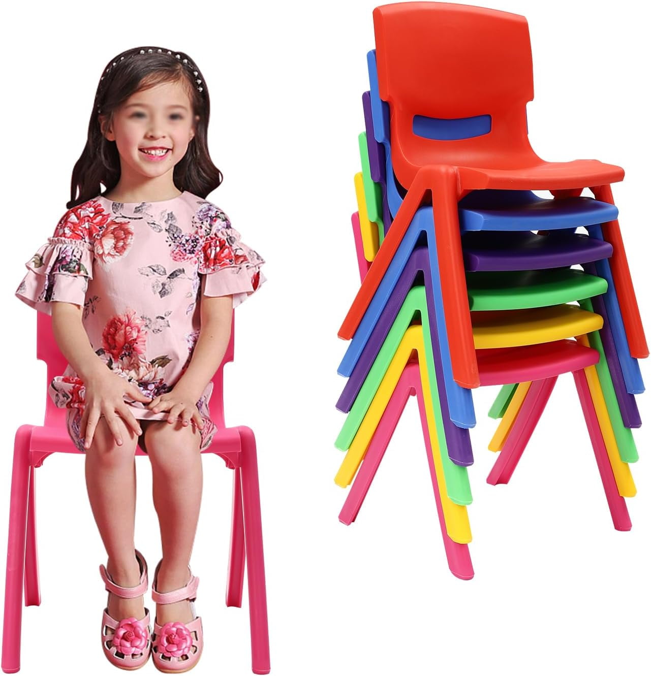 6 Pack 11" Colorful School Chairs, Stackable Plastic Classrooms Chairs ...