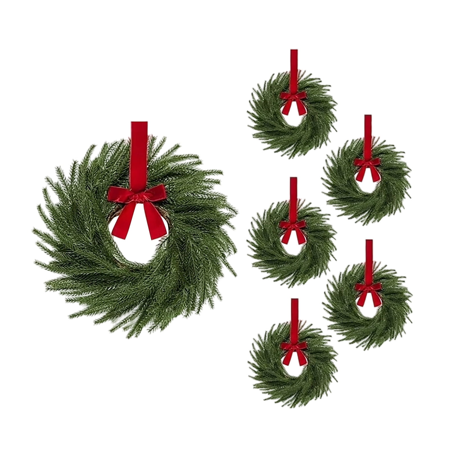 6 Pack 11 Inch Christmas Wreath Small Christmas Kitchen Cabinet Wreaths ...