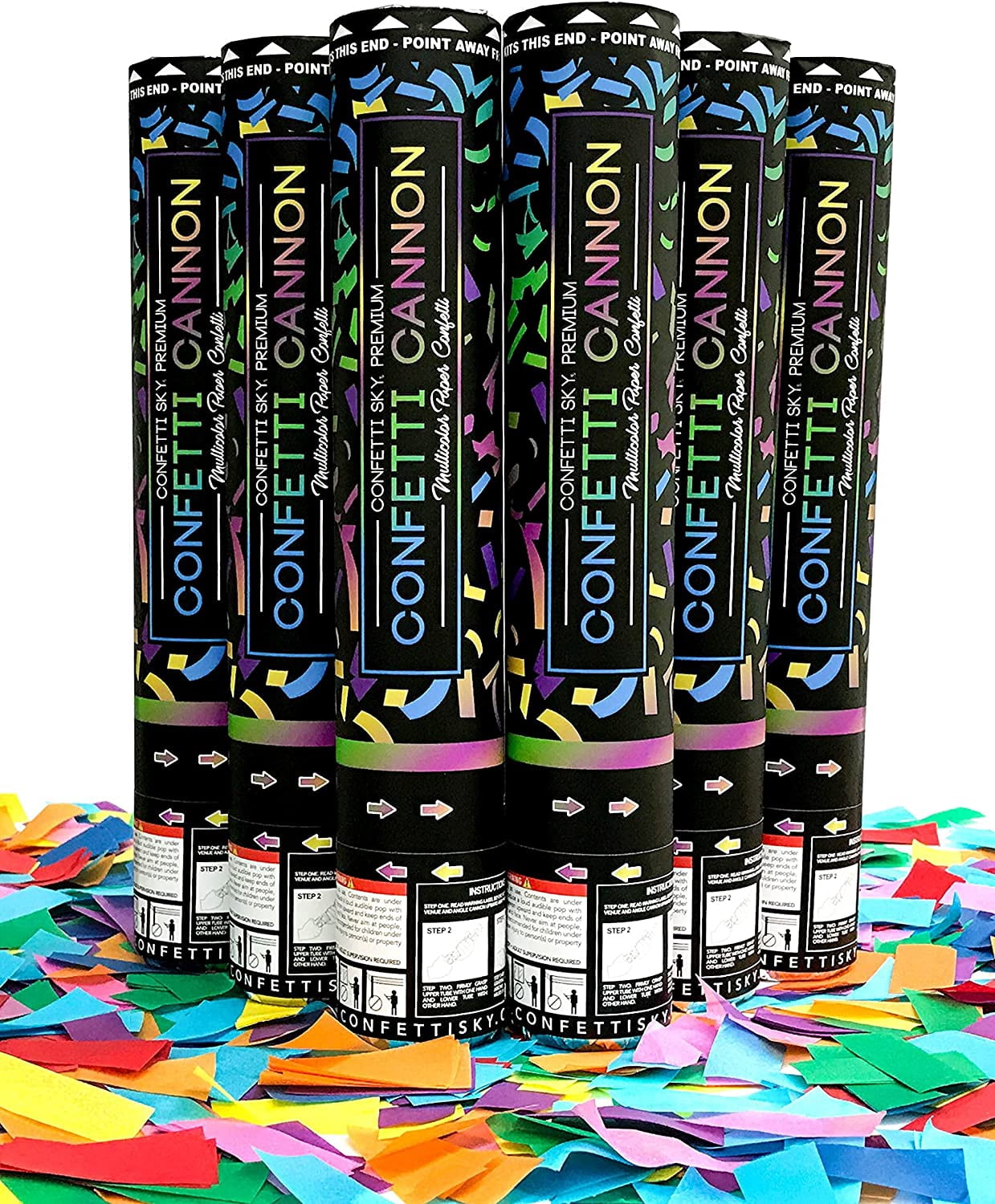 [6 Pack] 12 Inch Confetti Cannons | Multicolor Confetti Poppers for ...