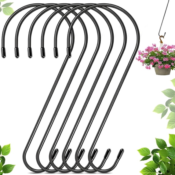 6 Pack 12 Inch Extra Lar S Hooks for Hanging Plants, Rust-Proof Heavy ...