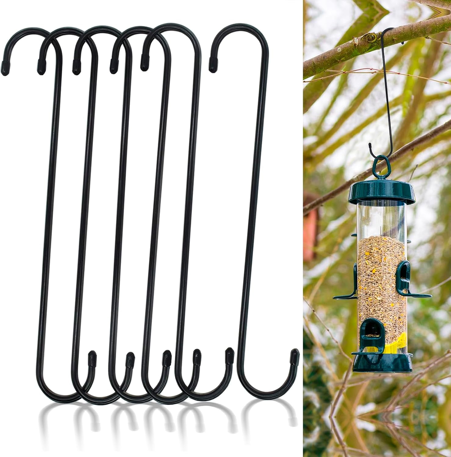 6 Pack 12 Inch Extra Large S Hooks for Hanging Plants,Black Heavy Duty ...