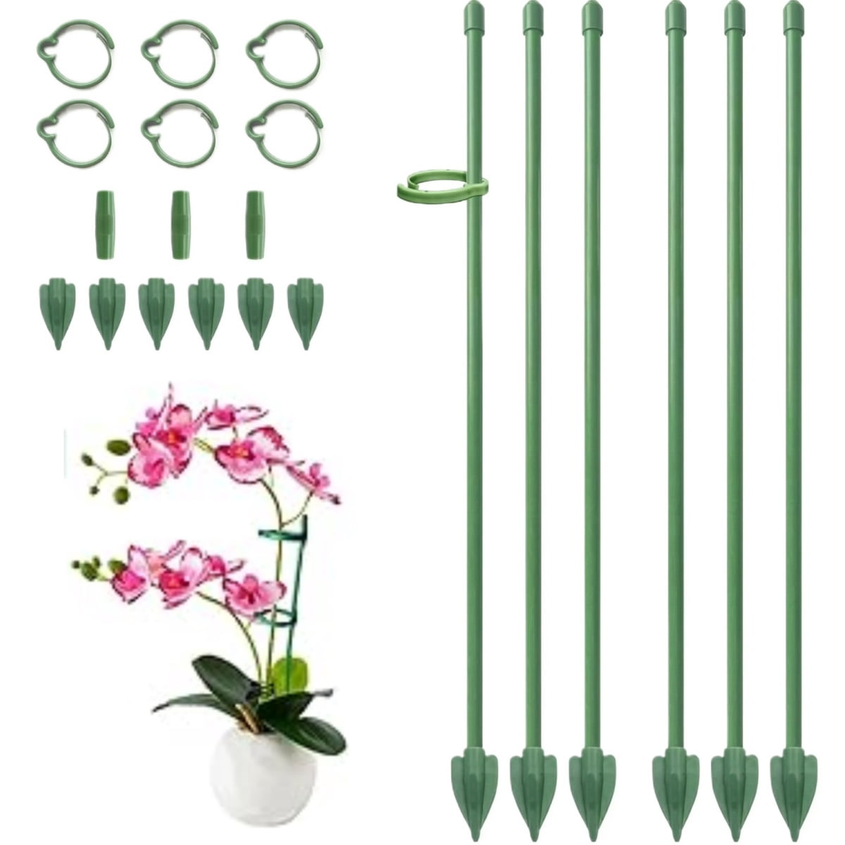 6-Pack 12 Inch Plant Support Stakes with Clips, Adjustable Indoor Plant ...