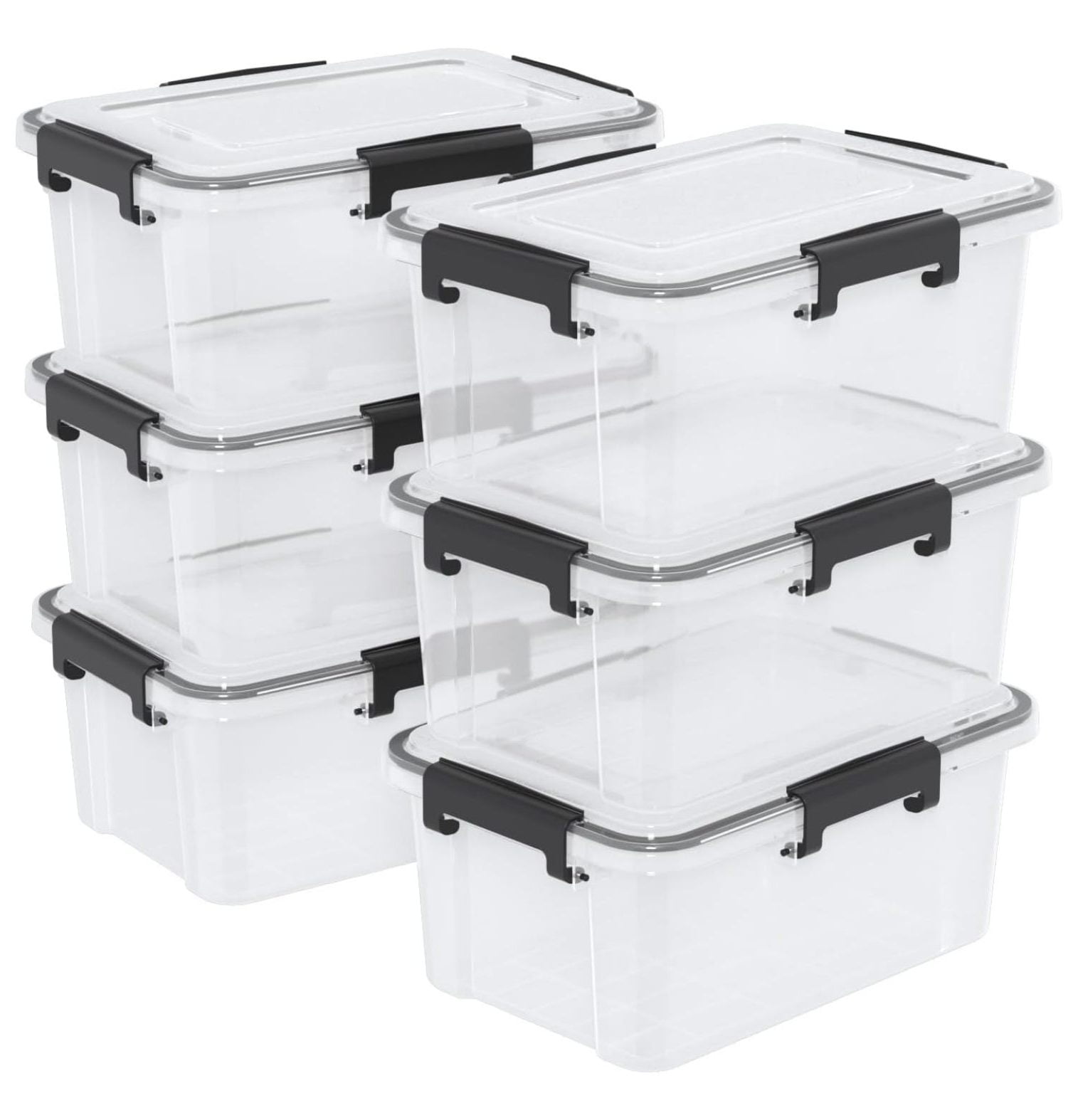6-Pack 12 Qt Plastic Storage Box with Gasket Seal Lid, Durable Moving ...