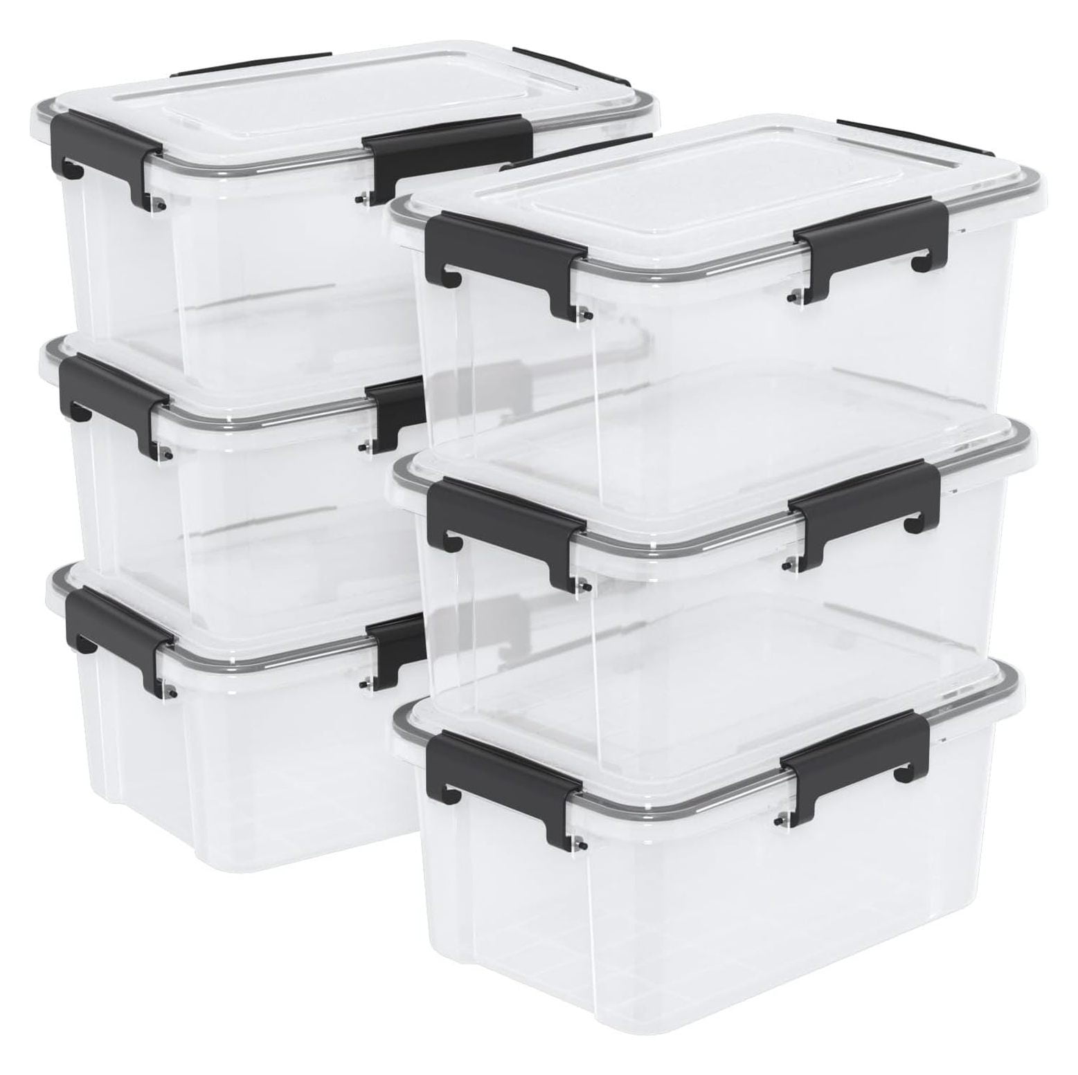 6-Pack 12 Qt Plastic Storage Box with Gasket Seal Lid, Durable Moving ...
