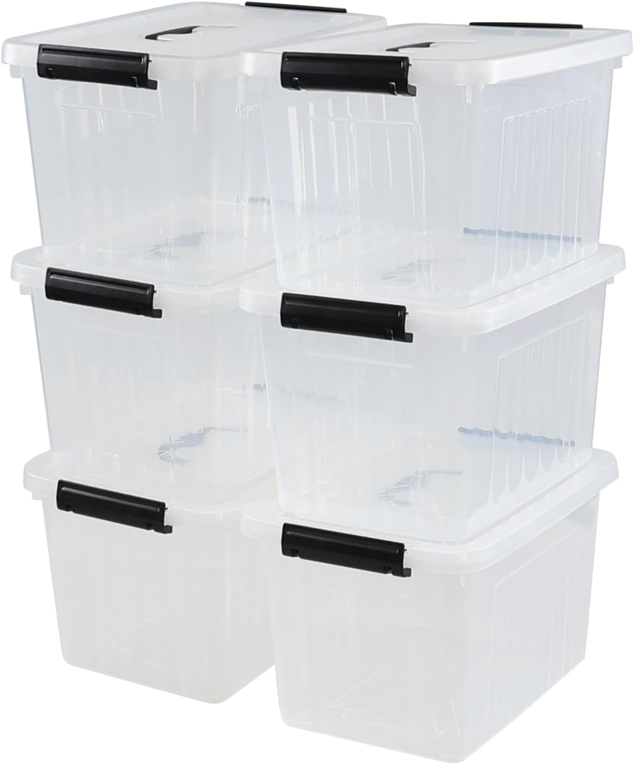 6-Pack 12 Quart Latching Box, Clear Storage Bins with Lids, Stackable ...
