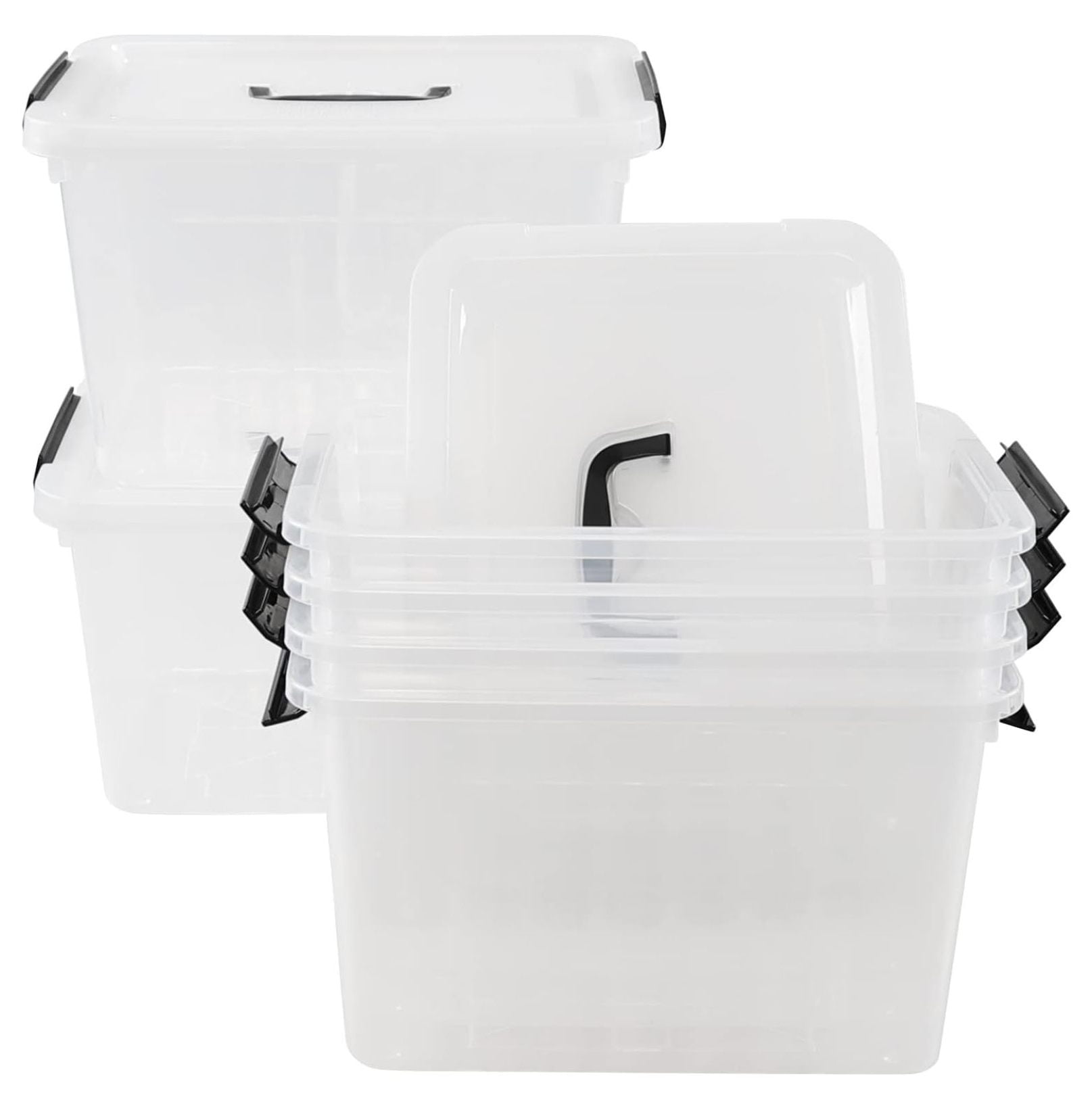6 Pack 12 Quart Latching Box, Clear Storage Box with Handle, Lidded ...