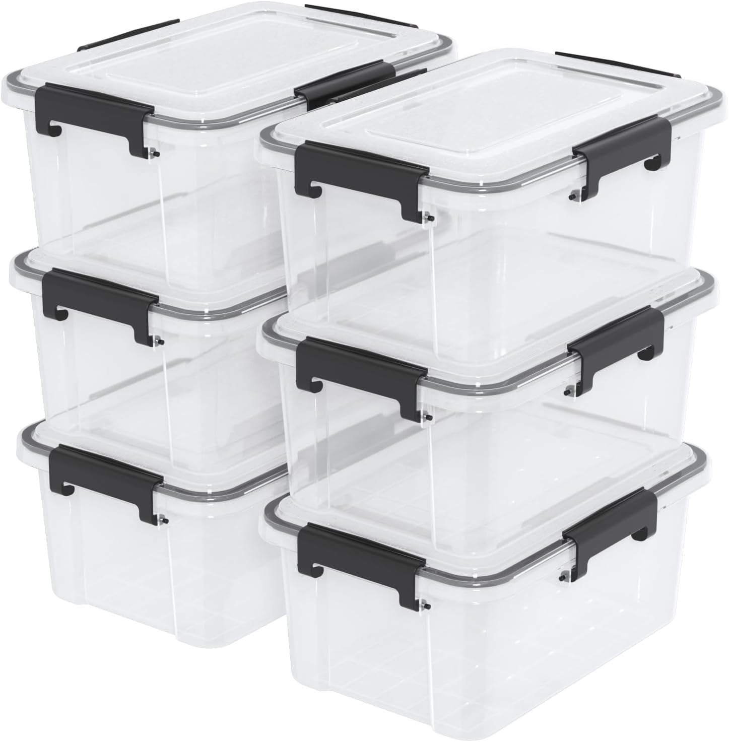 6-Pack 12 Quart Plastic Gasket Box with Seal Lids, Watertight ...