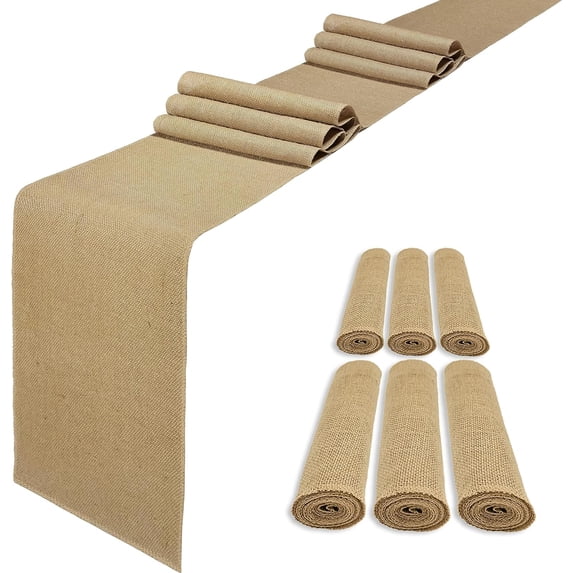 6 Pack 12 x 120 Inch Burlap Table Runners, Natural Rustic Jute Table ...