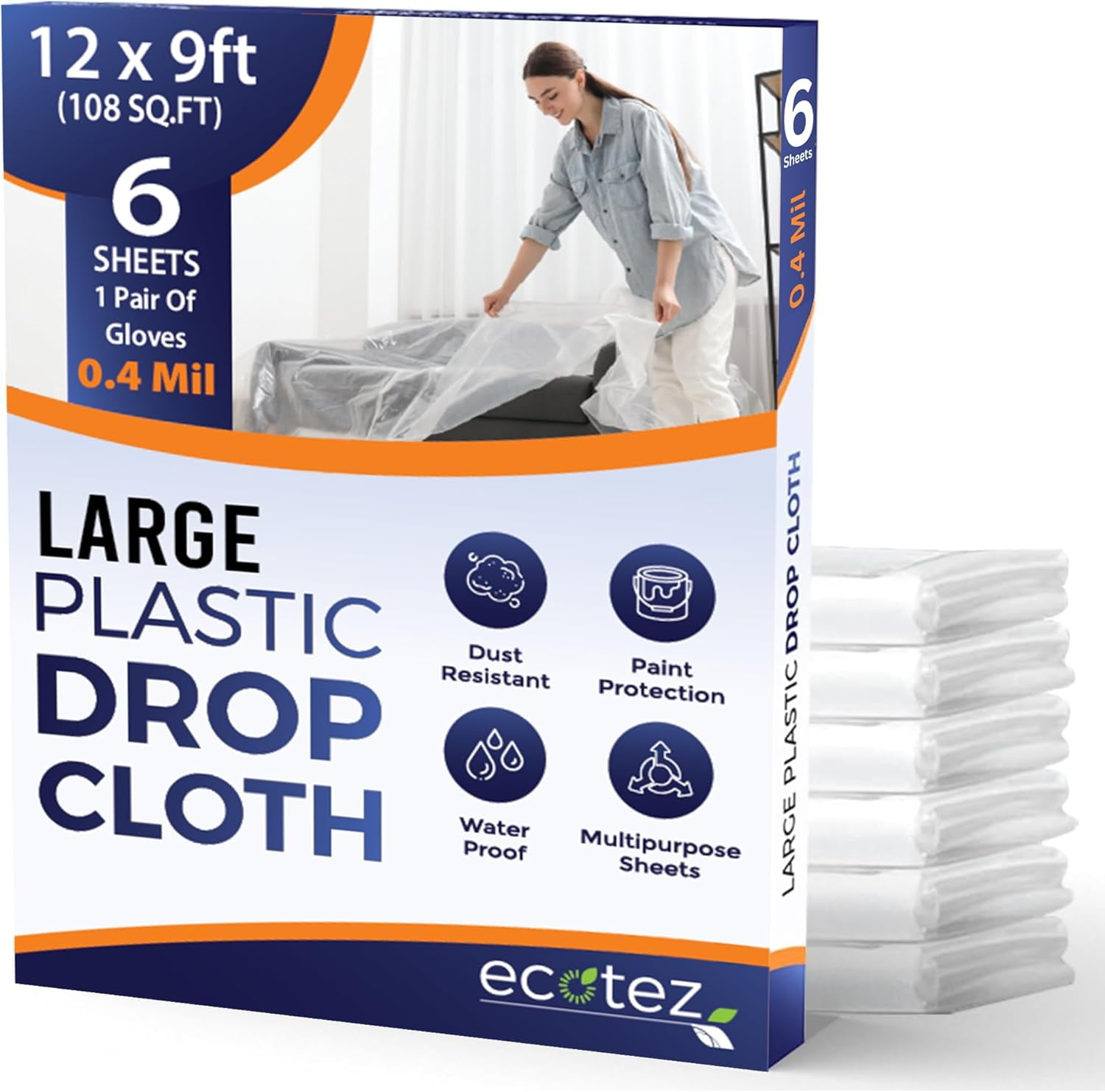 6 Pack 12 x 9 ft Extra Large Painter's Drop Cloth - Light & Durable ...
