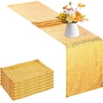 6 Pack 12"x108" Gold Sequin Table Runner, Glitter Rectangular ...