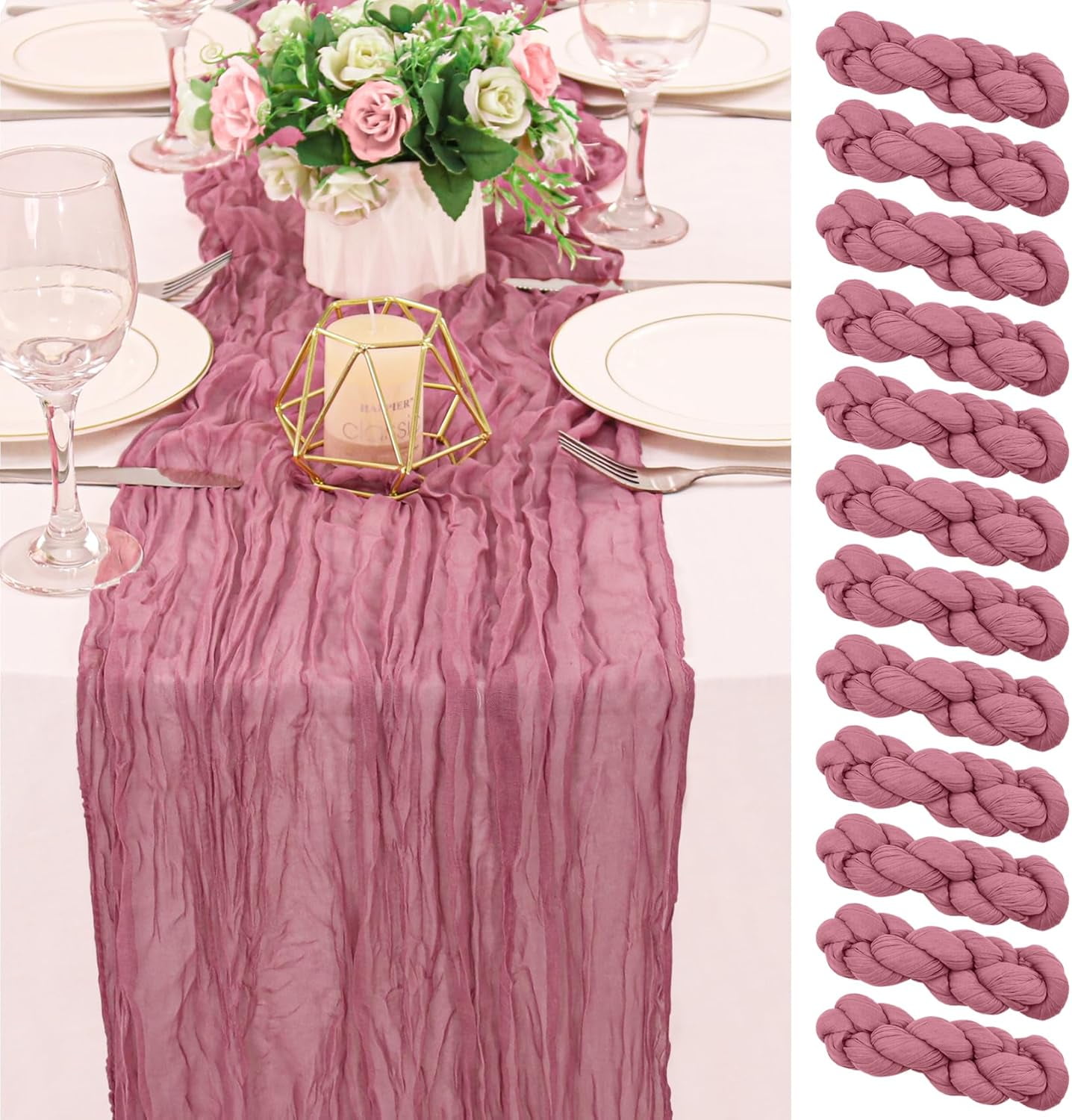 6 Pack 120 Inch Red Cheesecloth Table Runner Boho Rustic Gauze Sheer ...