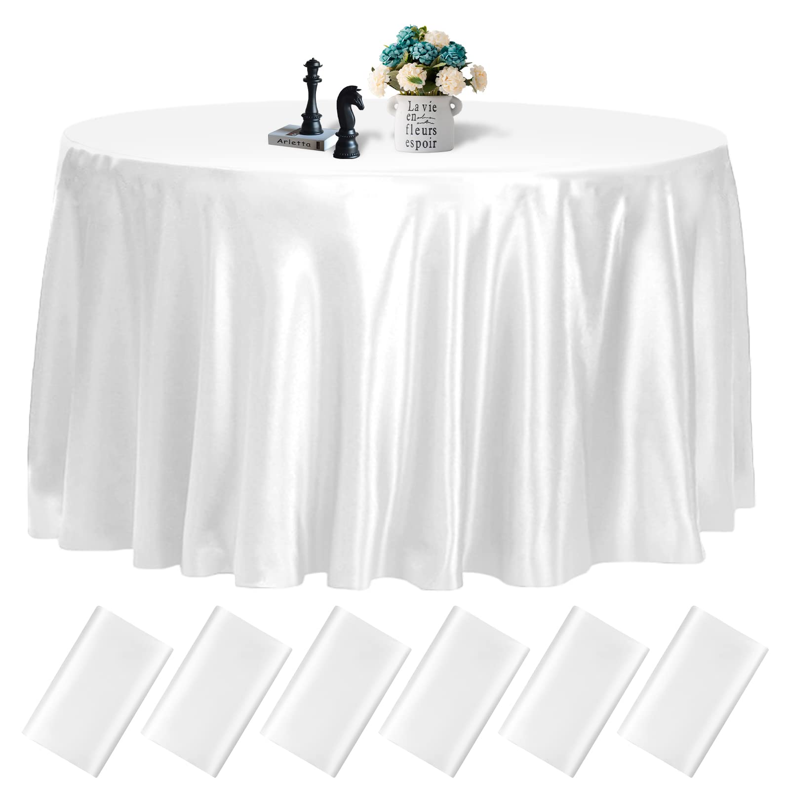 Efavormart 108" BLACK Wholesale SATIN Round Tablecloth for Kitchen ...