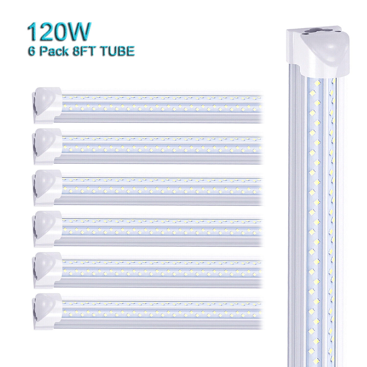 6 Pack 120W T8 8FT Led Tube Light Bulbs 8 Foot Led Shop Light Fixtures ...