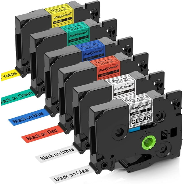 Brother P Touch Compatible 12mm Laminated Label Maker Tape, 6 Pack ...