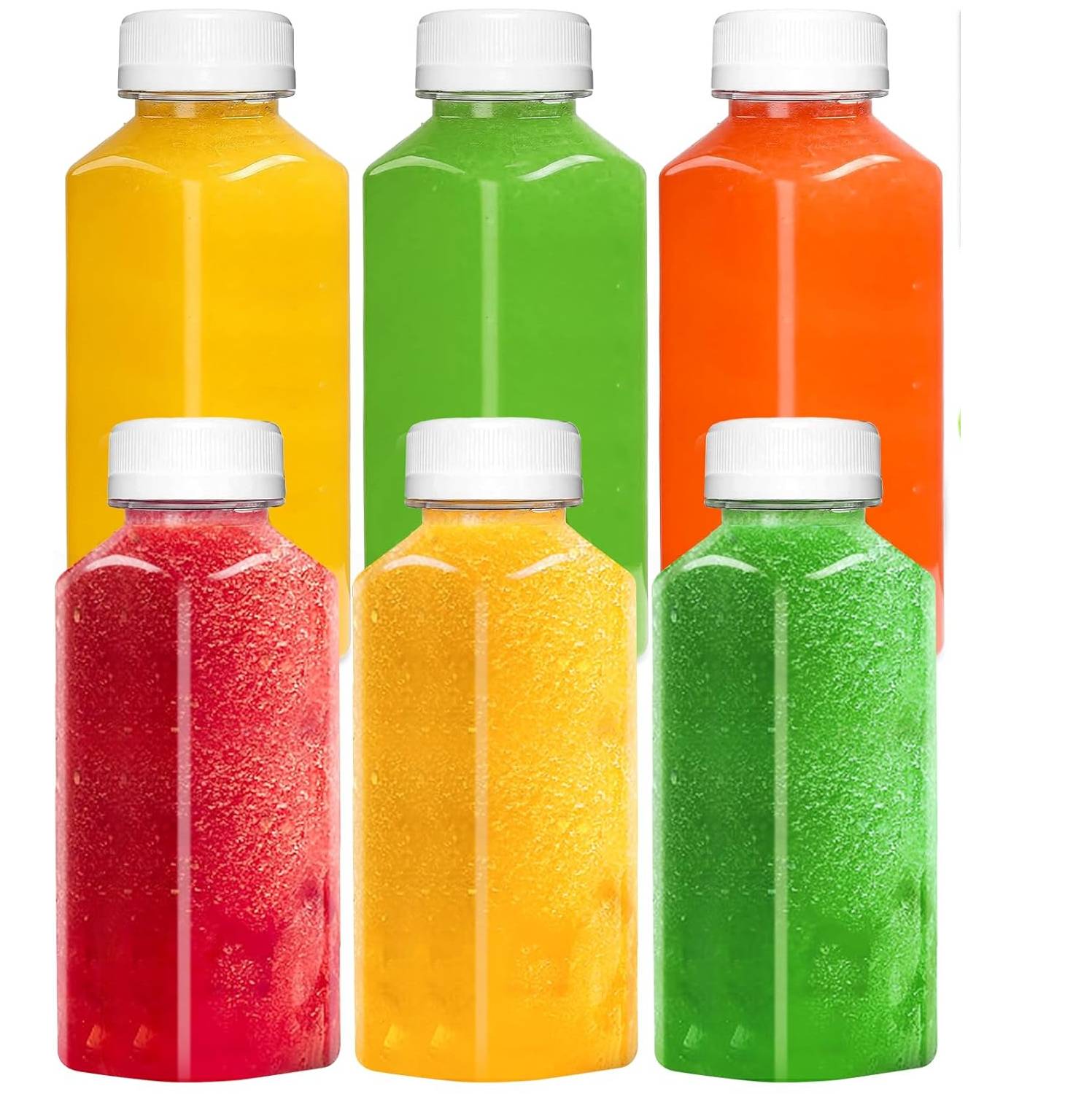 6 Pack 12oz Juice Bottles Glass with Lids, Tall Mason Jar for Juice ...