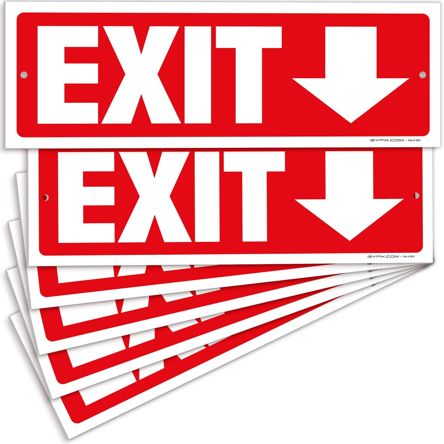 6 Pack 12x4 Inch Directional Down Arrow Exit Signs, 40 Mil Polystyrene ...