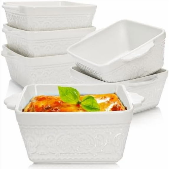 6 Pack 13 OZ Ceramic Baking Dishes, 4.5" Mini Square Bakeware Set ...
