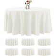 6 Pack 132 Inch Round Tablecloth Ivory, Stain and Wrinkle Resistant ...