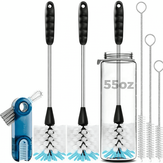 6-Pack 14-Inch Stainless Steel Bottle Cleaning Brush Set, 3-in-1 ...