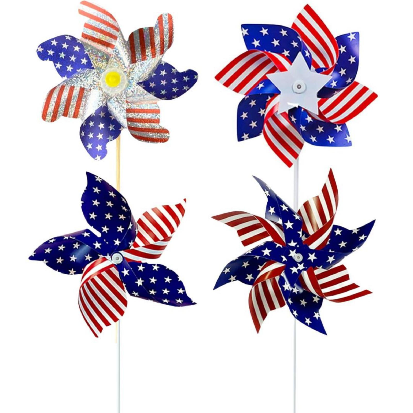 6 Pack 14 Inches American Flag Patriotic Pinwheels Windmill Wind ...