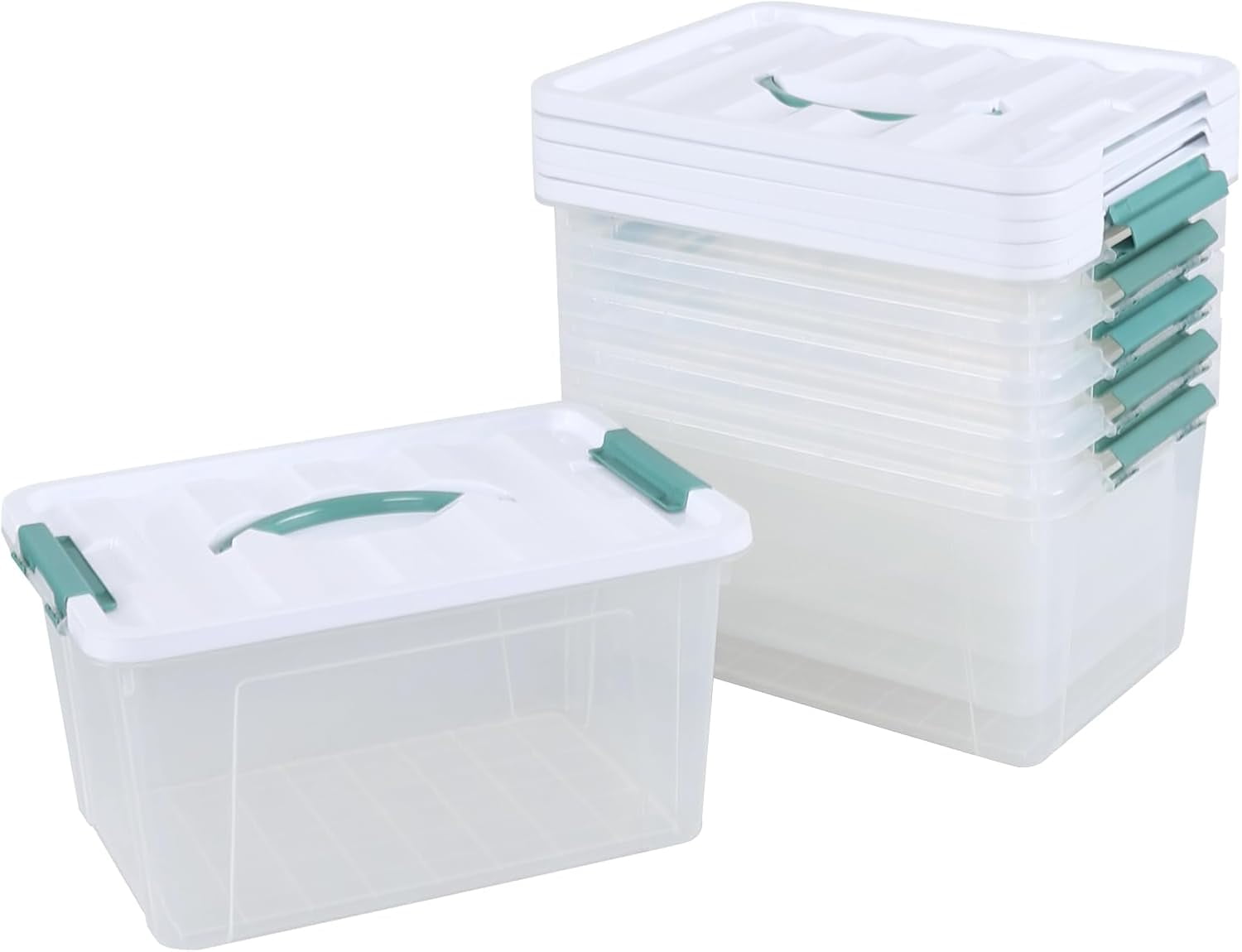 6-Pack 14 Quart Clear Plastic Storage Bins with Lid, Stackable ...