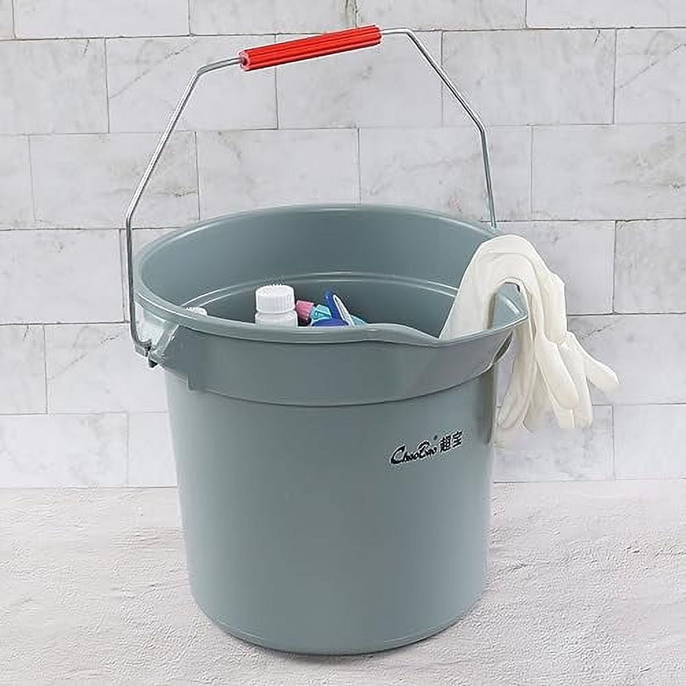 6-Pack 14 Quart Plastic Cleaning Round Bucket with Handle, Commercial ...