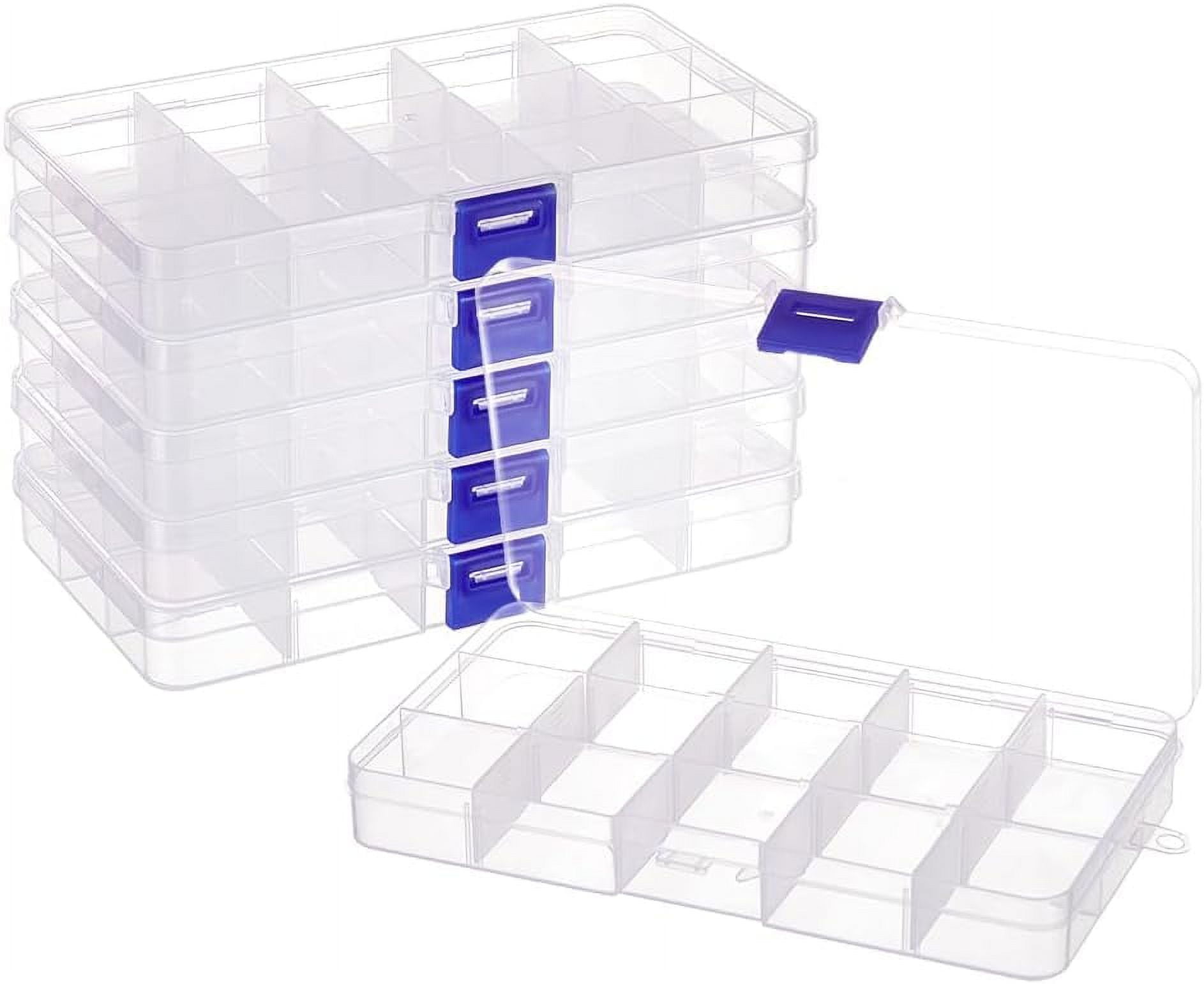 6 Pack 15 Grids Clear Plastic Bead Organizer Boxes Clear Jewelry ...