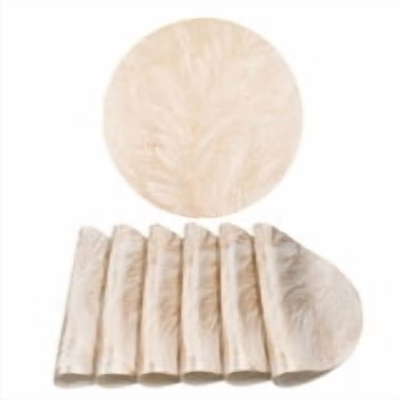 6 Pack 15 Inch Round Gold Embossed Leaf Vinyl Placemats,Dining Table ...