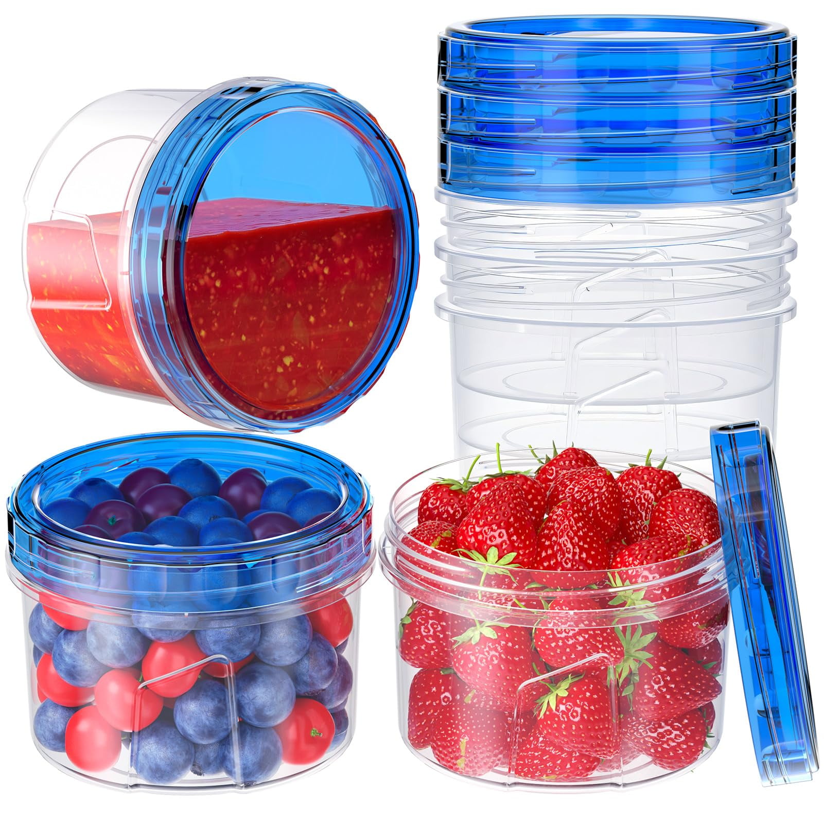 6 Pack-16 OZ Freezer Storage Containers, Small Plastic Containers with ...