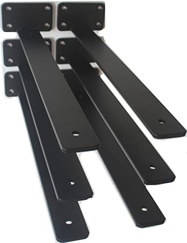6 Pack - 16 inch Black Hidden L Shelf Bracket (1/5 Inch Thicked) Iron ...