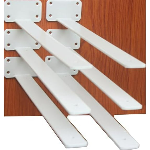6 Pack - 16 inch White Hidden L Shelf Bracket (1/5 Inch Thicked) Iron ...