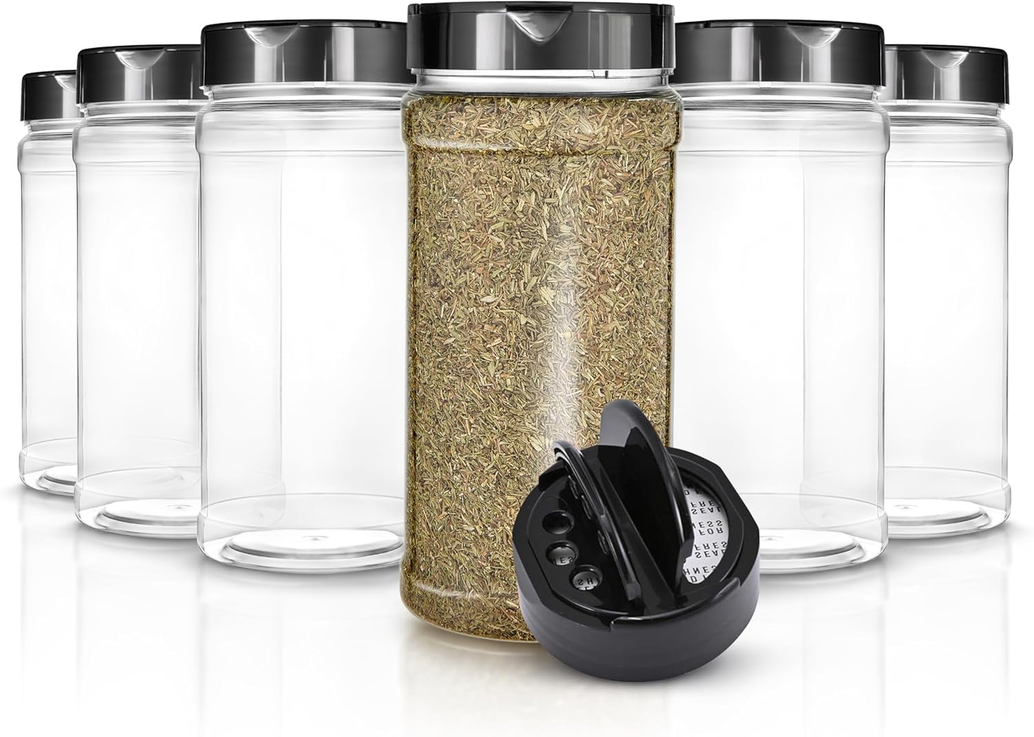 6 Pack 16 oz Plastic Spice Jars, Empty Seasoning Containers for ...