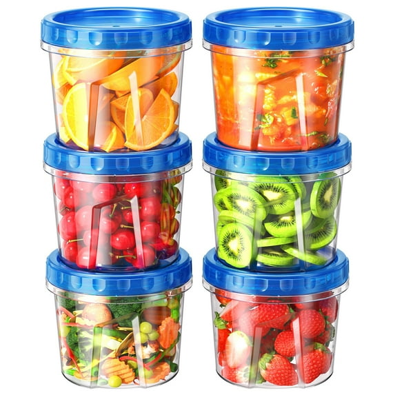 6 Pack-17 oz Freezer Storage Containers, Plastic Food Storage ...