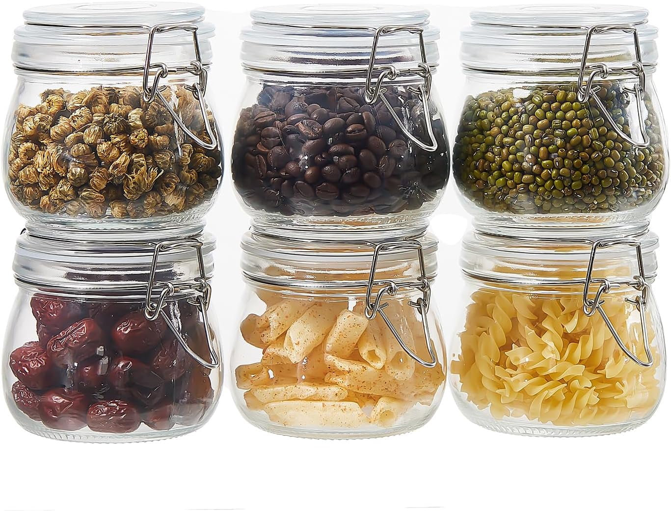 6 Pack 17 oz Glass Jars with Airtight Lids – Food Storage Containers ...