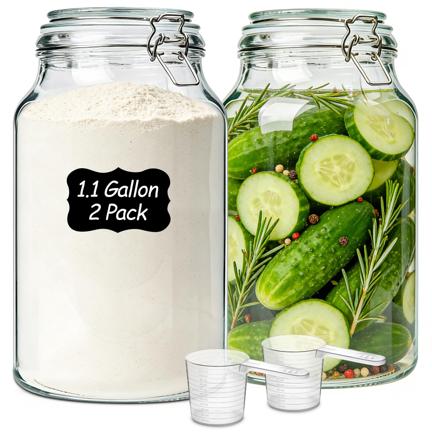 6-Pack 17oz Short Glass Jars for Drawers, Small Airtight Food Canisters ...