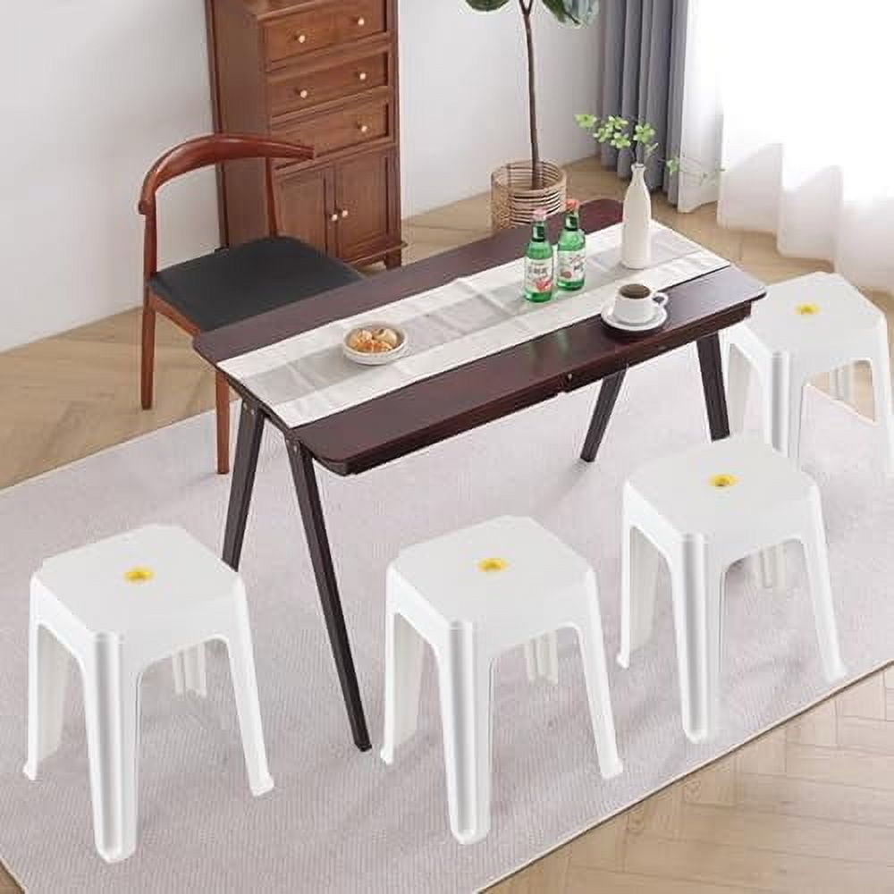 6 Pack 18.5 Inch White Plastic Stacking Stools with Square Seat ...