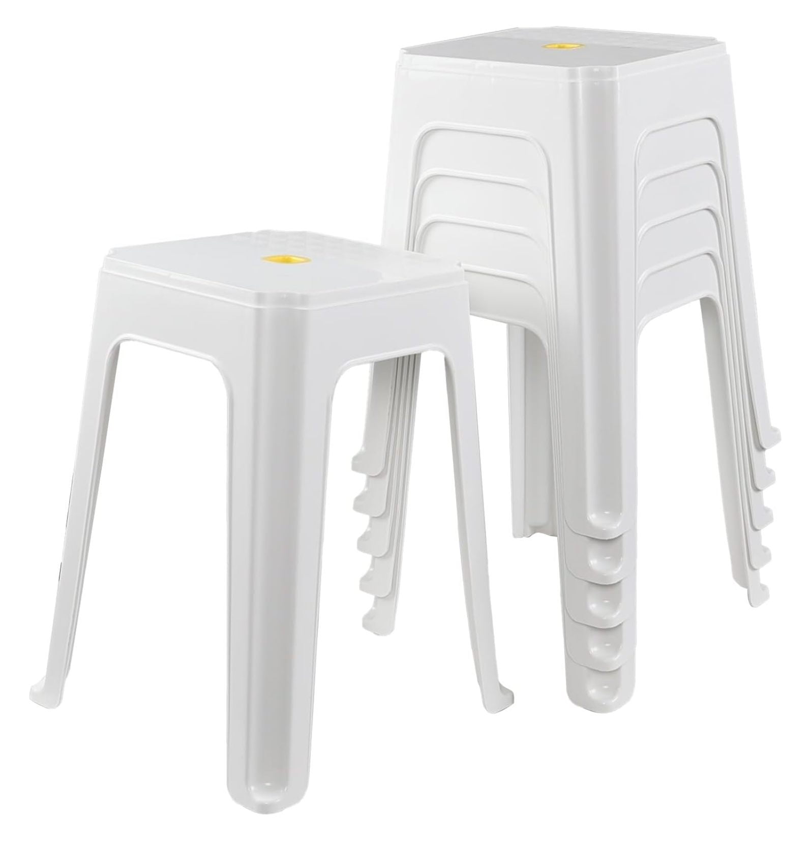 6 Pack 18.7 Inch White Plastic Stackable Stools with Square Seat ...