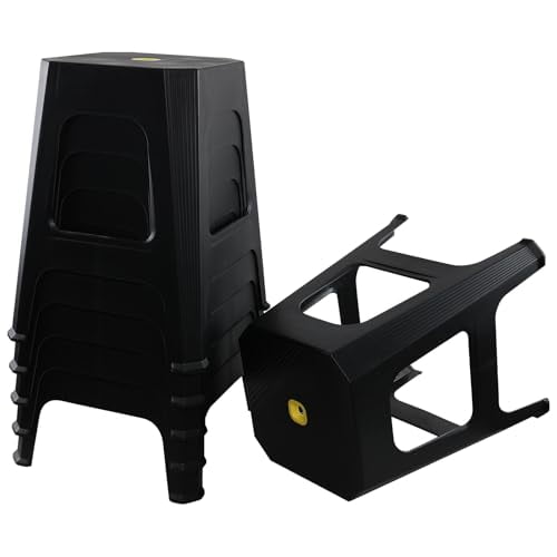 6 Pack 18.9 Inch High Stackable Plastic Stools, Black Backless Stool ...