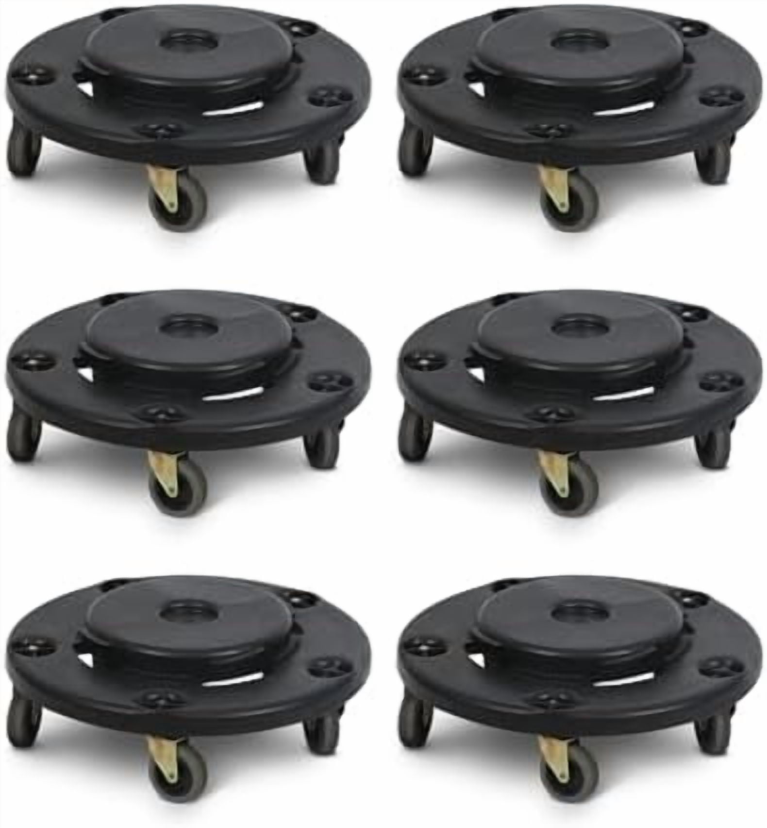 (6 Pack) 18" Trash Can Dolly with Wheels, Black Garbage Roller Base ...