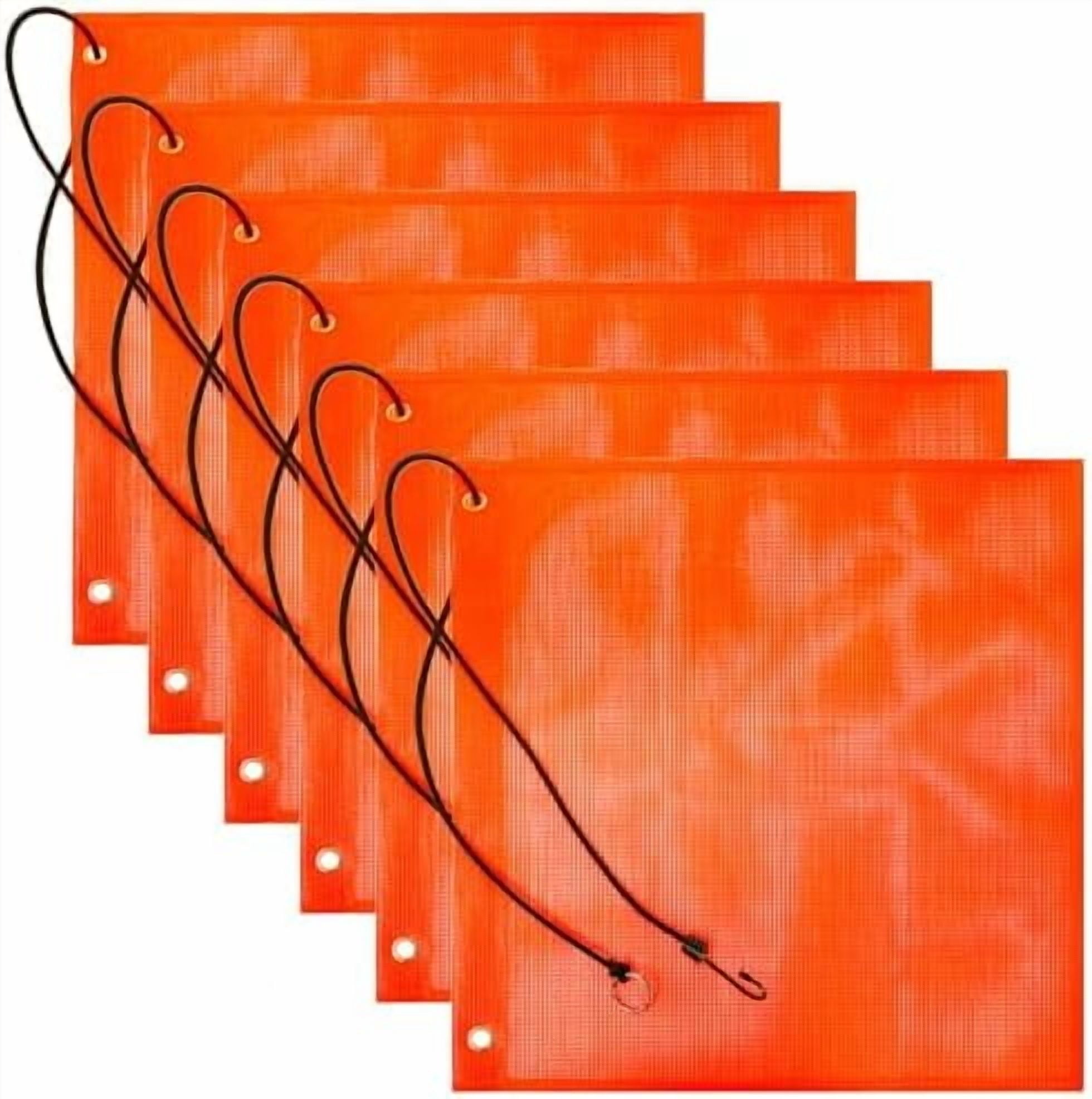 6 Pack 18" x 18" Orange Safety Flag, Oversize Load Warning Flags with ...