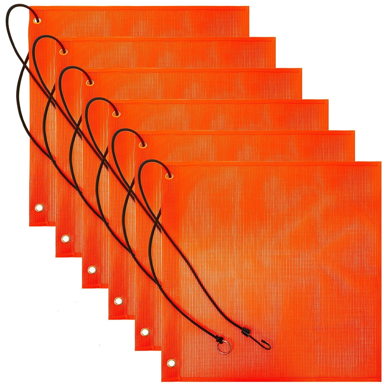 6 Pack 18" x 18" Orange Safety Flag, Oversize Load Warning Flag with ...