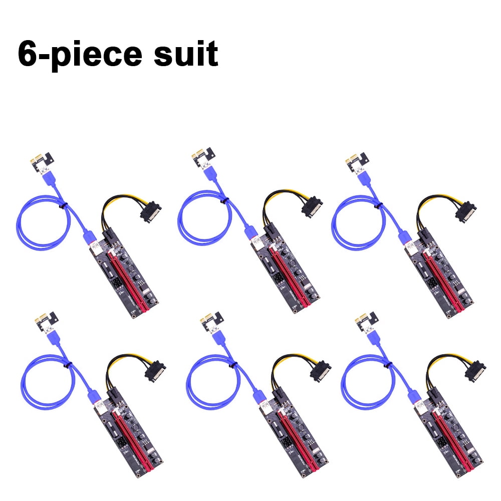 6-Pack 1x to 16x Adapter Cards with Dual 6 Pin Connectors & 60cm USB 3. ...