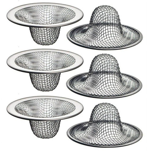 6 Pack - 2.125Inch Top / 1Inch Basket - Mesh Sink Drain Strainer Hair ...