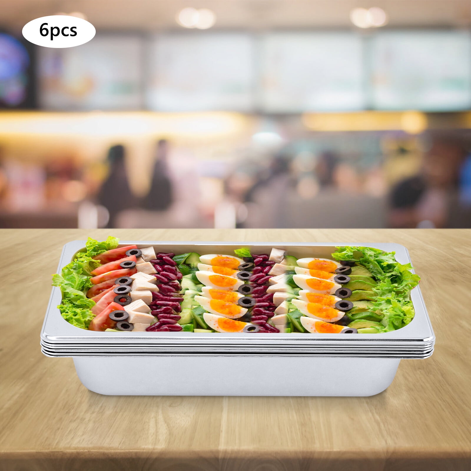 6-Pack 2.5'' Deep 1/3 Size Steam Table Pans Stainless Steel Pan Hotel ...